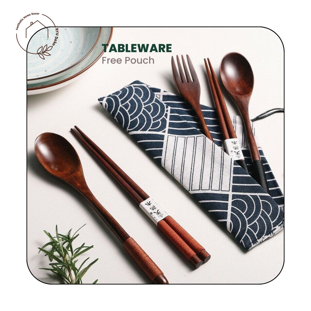 Jual Ryu Deco | 4 In 1 Set Sendok Garpu Sumpit Kayu Set alat Makan ...