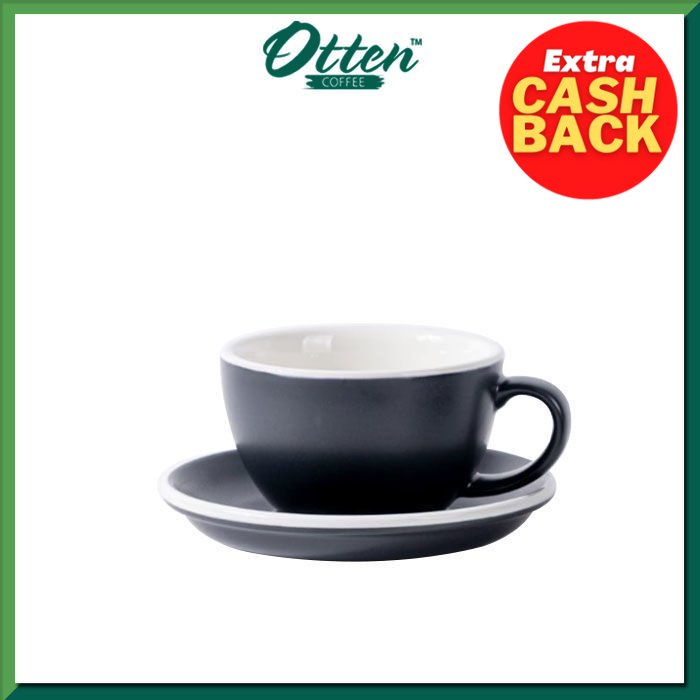 Jual Cup and Saucer Latte 280ml (Black Graphite) - Gelas Cangkir Kopi ...