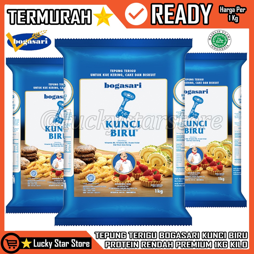 Jual TEPUNG TERIGU BOGASARI KUNCI BIRU PREMIUM 1KG TEPUNG TERIGU KUNCI ...