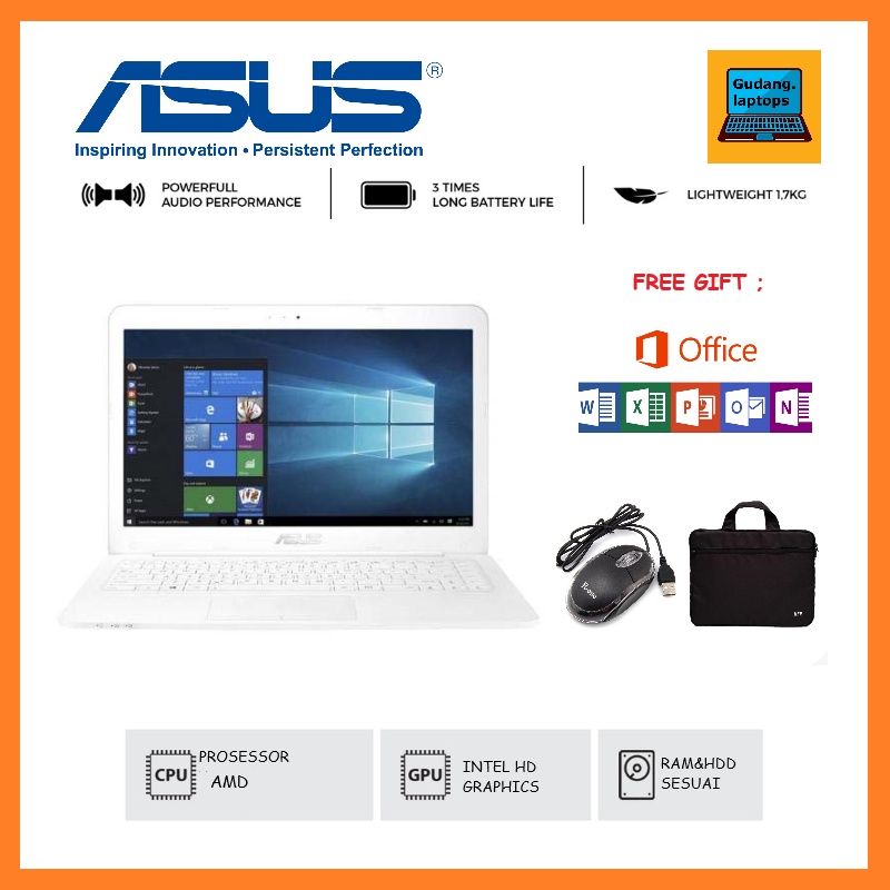 Jual LAPTOP ASUS E402 AMD E2 RAM 4GB SSD 256GB WINDOWS 10/FREE TAS ...