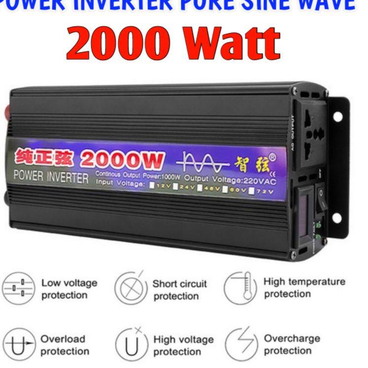 Jual Promo Inverter DC ke AC Pure Sine Wave 2000 Watt 12V/24V to 220V Power Inventer 2000W ...