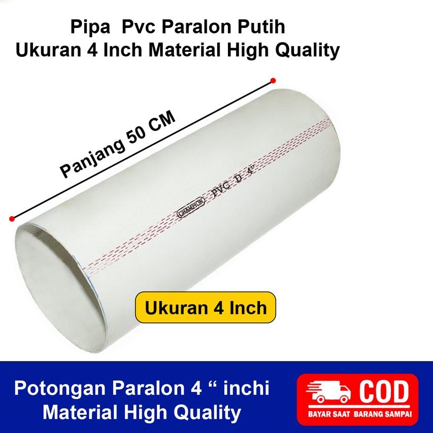 Jual Oke Price ★ PIPA PVC PRALON PUTIH 4 INCH D POTONGAN 50CM PIPA PVC ...
