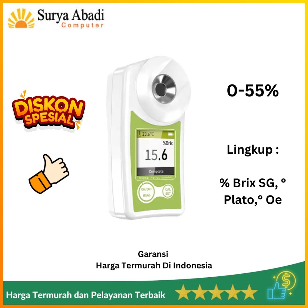 Jual Refractometer 0-55% Nohawk Portable Digital Sugar Brix Meter Brix ...