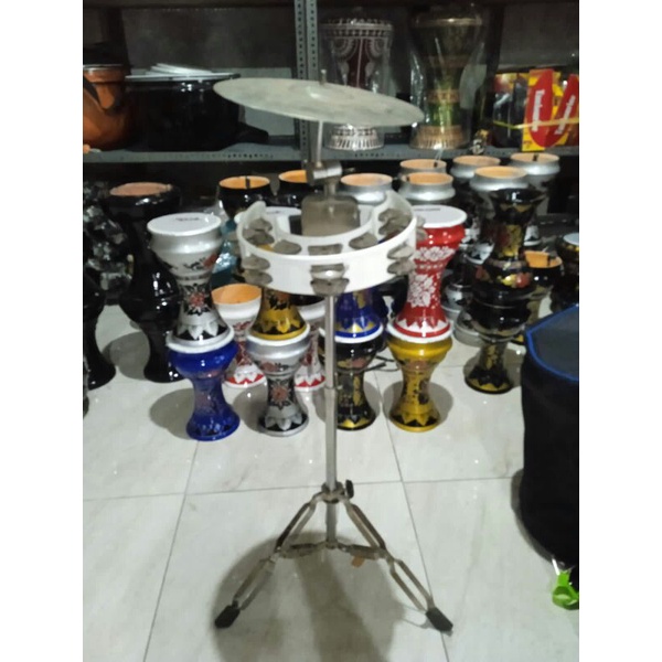 Jual Stand Simbal Tamborin Marawis satu set bonus stik | Shopee Indonesia
