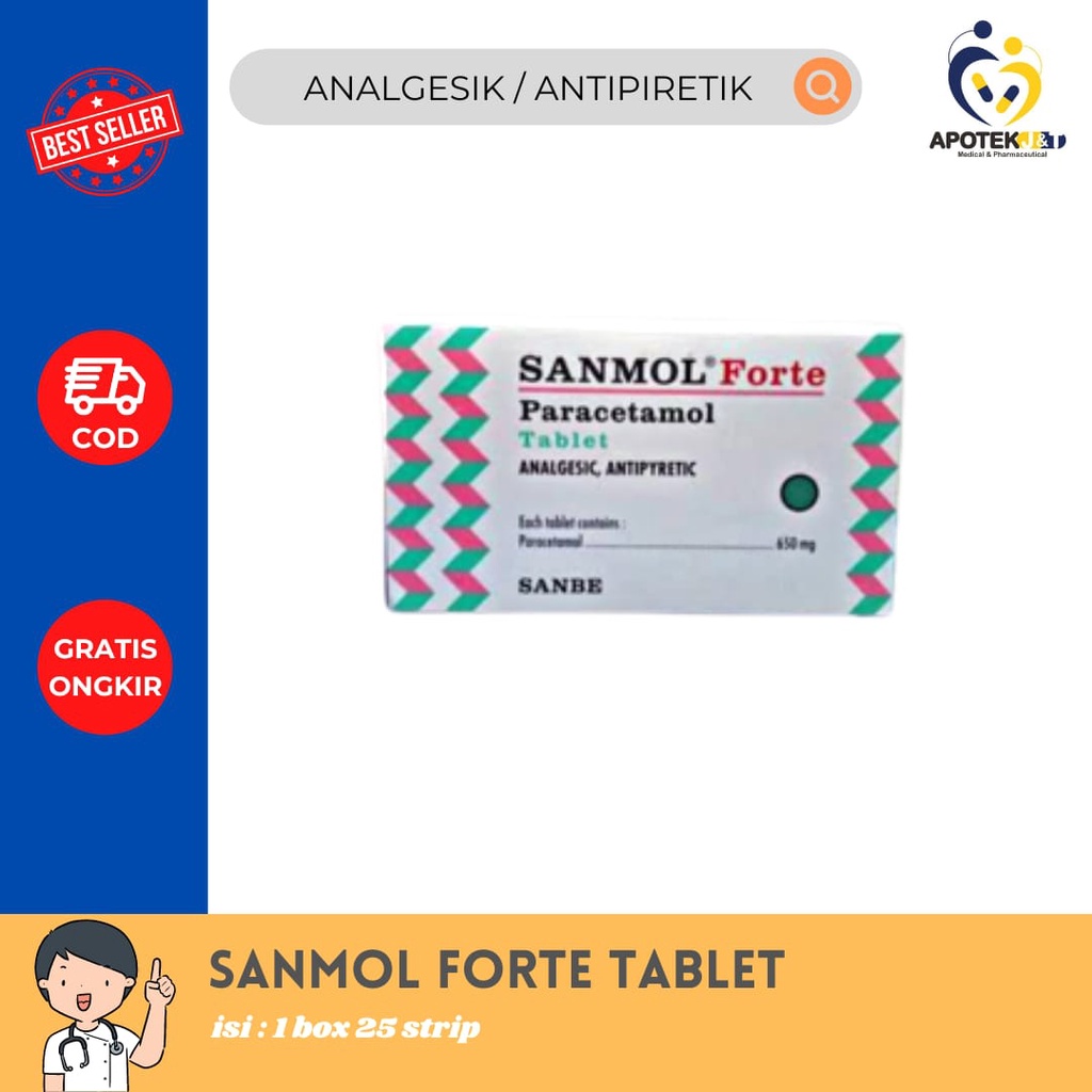 Jual SANMOL FORTE [BOX] TABLET / PENURUN DEMAM / ANTINYERI | Shopee ...