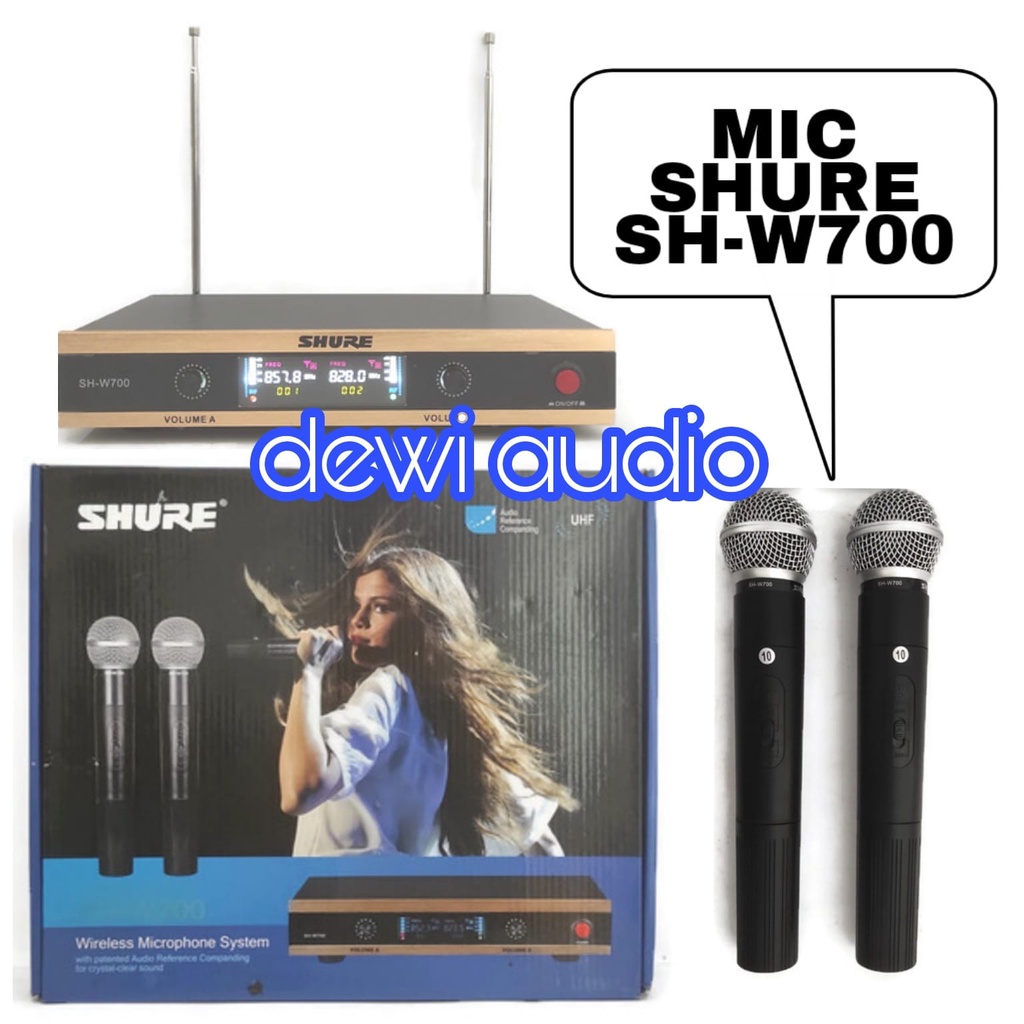 Jual MIC WIRELESS SH-W700 RECEIVER BODY BESI 2 MIC , MICROPHONE DOUBLE ...