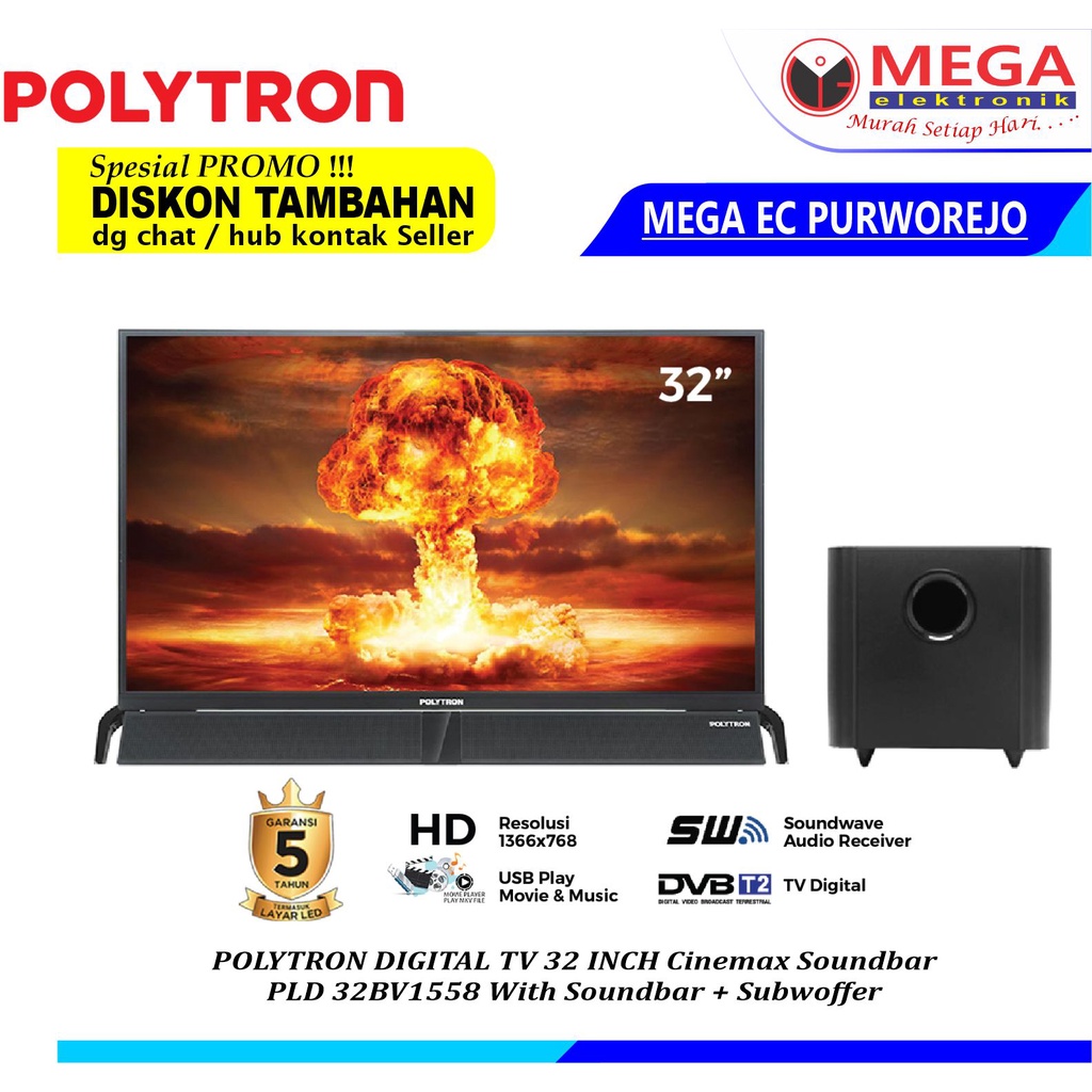 Jual LED POLYTRON PLD-32BV1558 DIGITAL SOUNDBAR | Shopee Indonesia