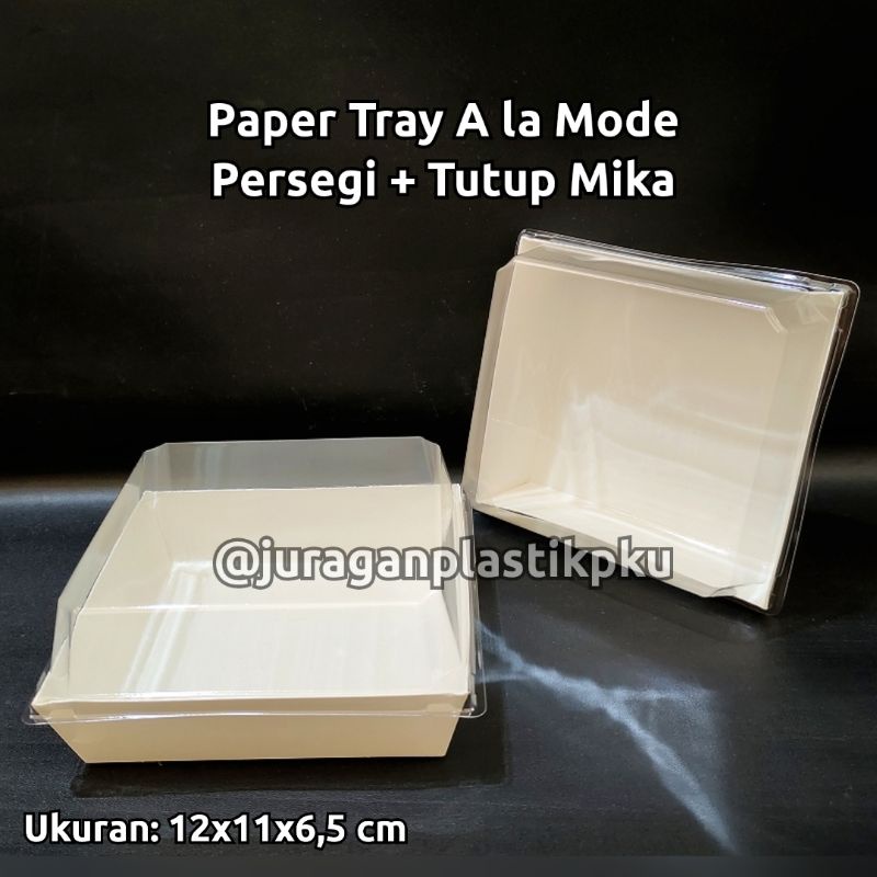 Jual Paper Tray A la Mode Persegi + Tutup Mika | Box Mochi Burger Roti ...