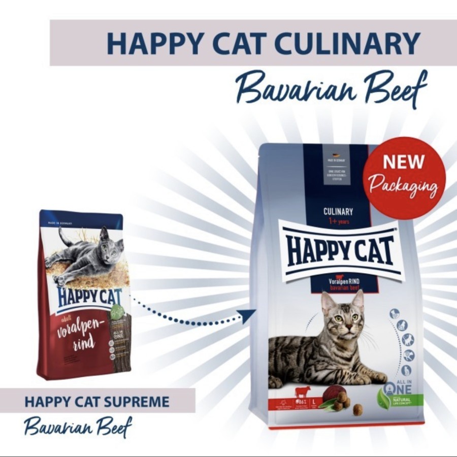 Jual Happy Cat Makanan Kucing Dewasa Culinary Bavarian Beef 1.3kg ...