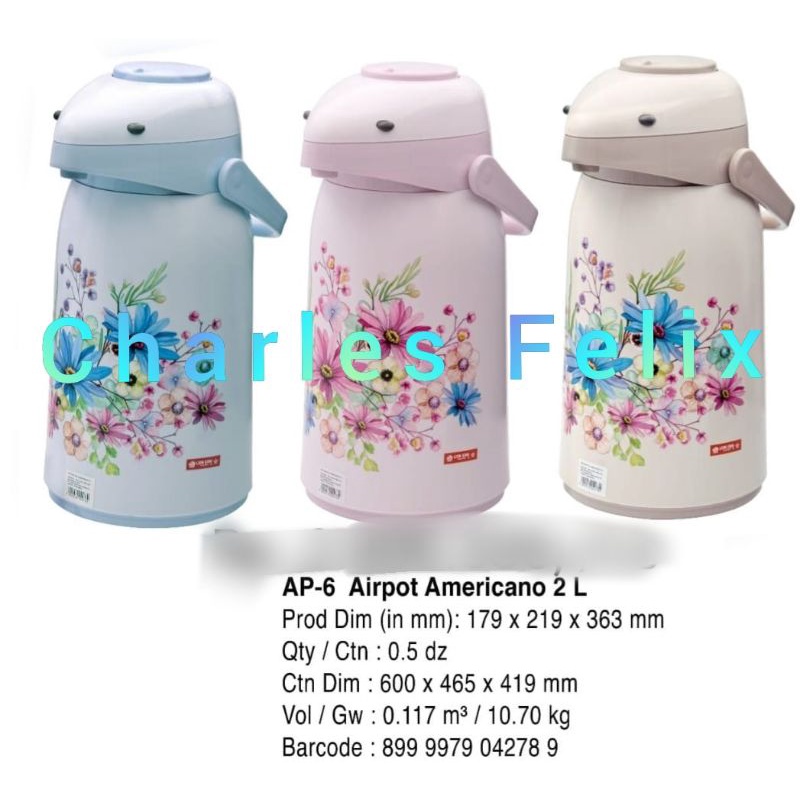 Jual THERMOS AIR PANAS 2 L PENCET/ POMPA 2 LITER AMERICANO LION STAR AP-6 | Shopee Indonesia
