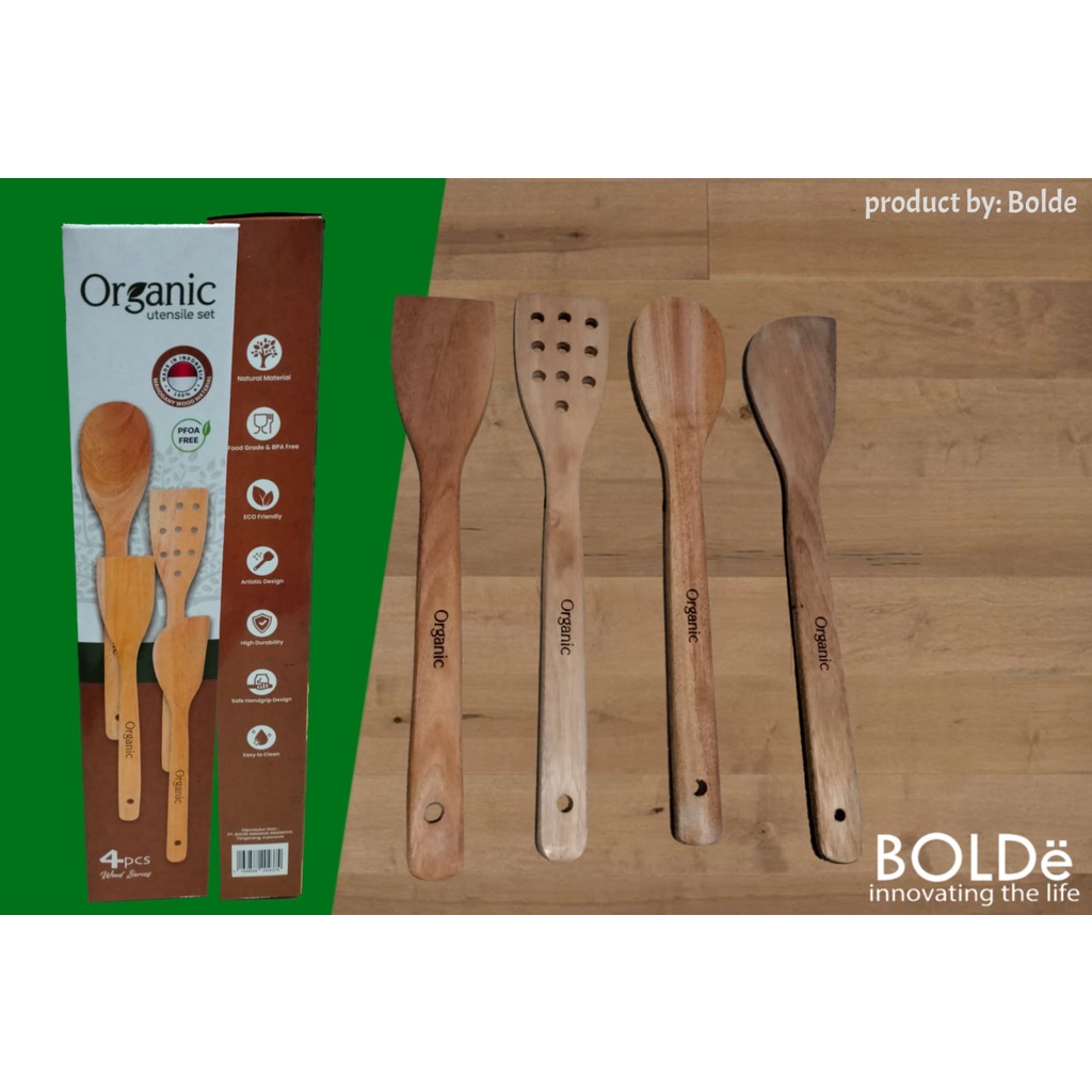 Jual Bolde/ Organic/ Utensil Set (4 pcs series Kayu Mahoni ) | Shopee ...