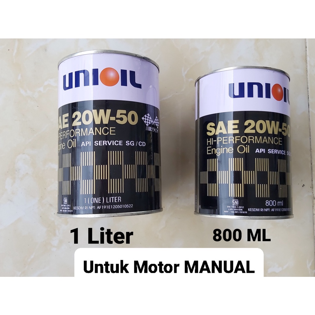 Jual UNIOIL GOLD / UNION OIL GOLD 800 ML / 1 Liter SAE 20W-50 Motor ...