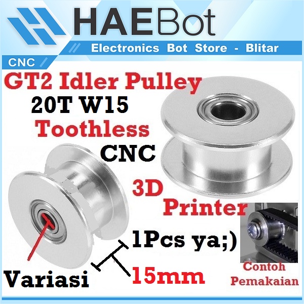 Jual [HAEBOT] GT2 Idler Pulley 20T W15 Tanpa Gigi Bore 3 4 5 6 8mm ...