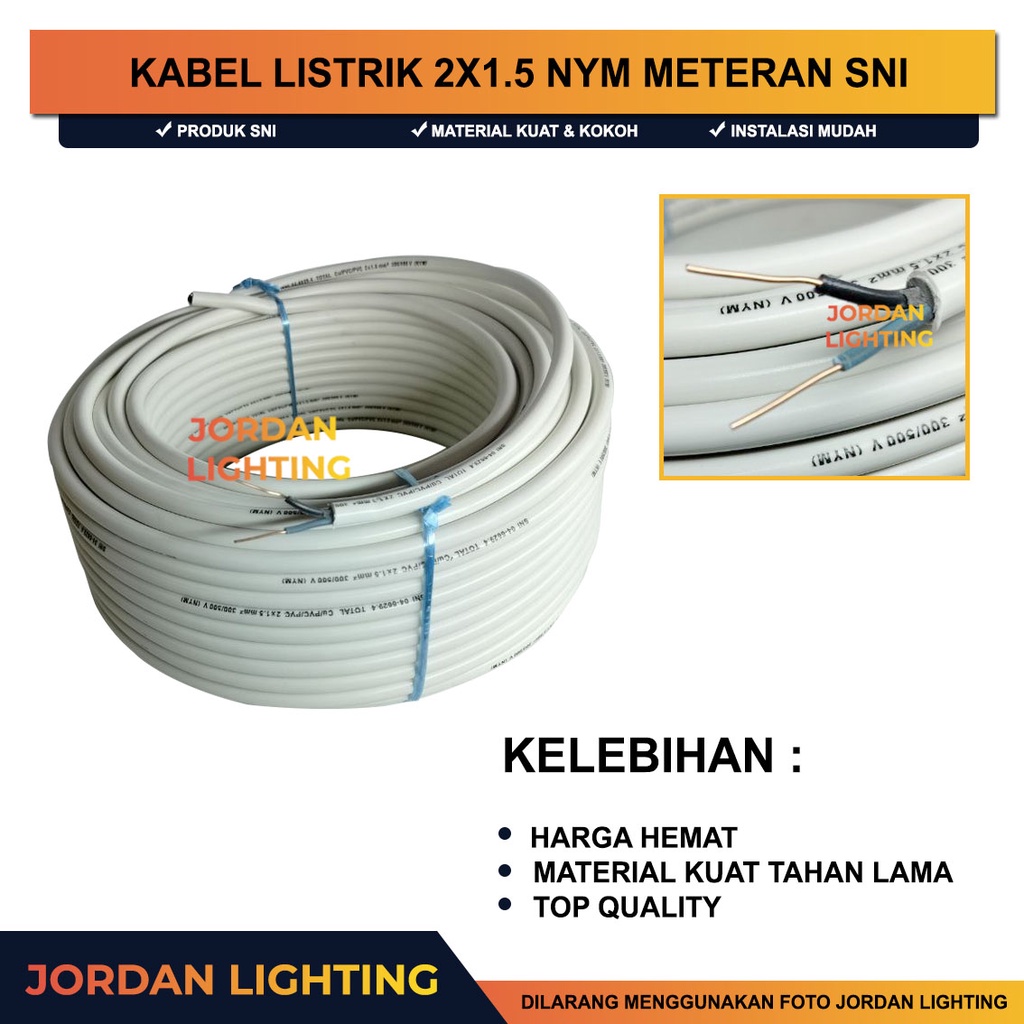 Jual Kabel Listrik 2X1.5 NYM Meteran SNI Permeter Top Quality | Shopee ...
