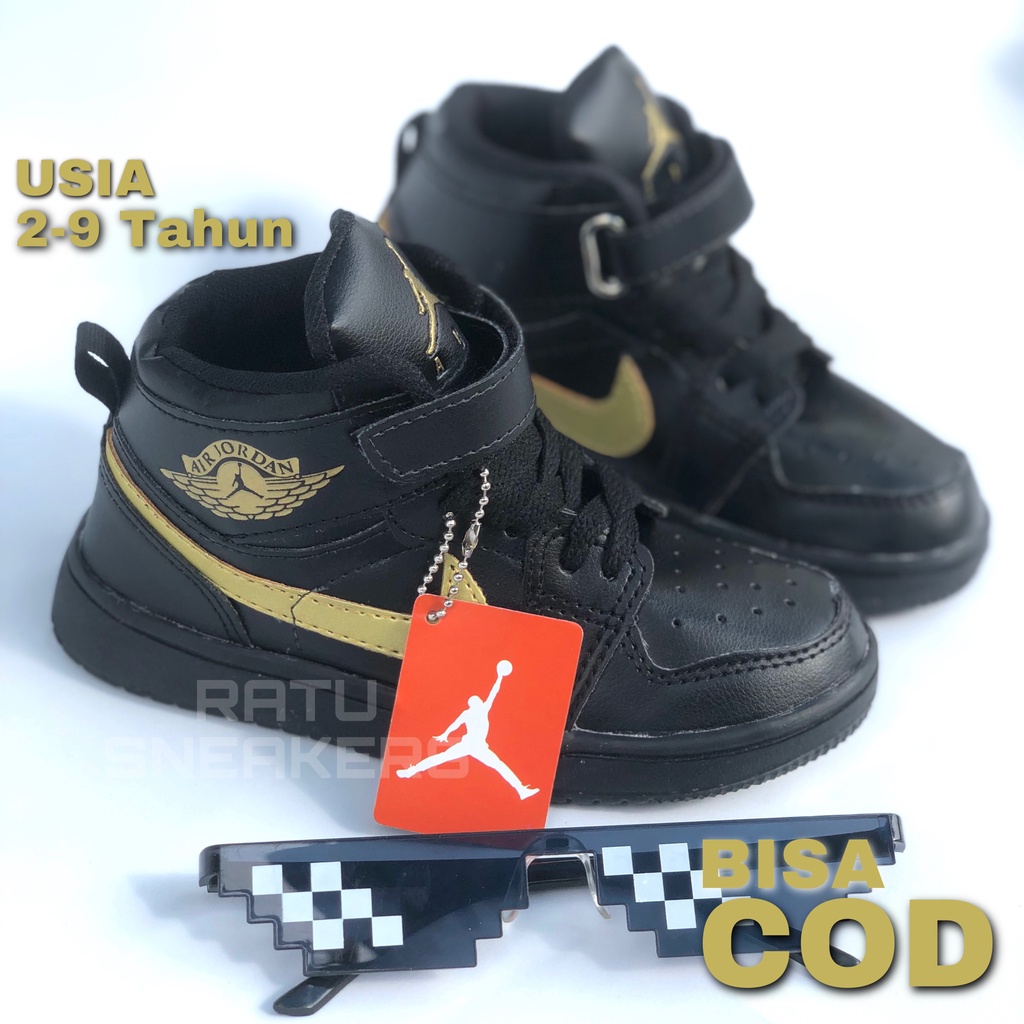Jual BLACK GOLD EDITION sepatu anak jordans sneakers anak kekinian ...