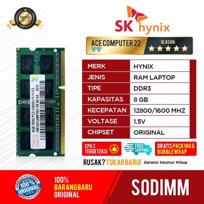 Jual Ram Ram Hynix Sodimm Ddr3 8Gb Non L Pc 12800 / 1600Mhz | Shopee Indonesia
