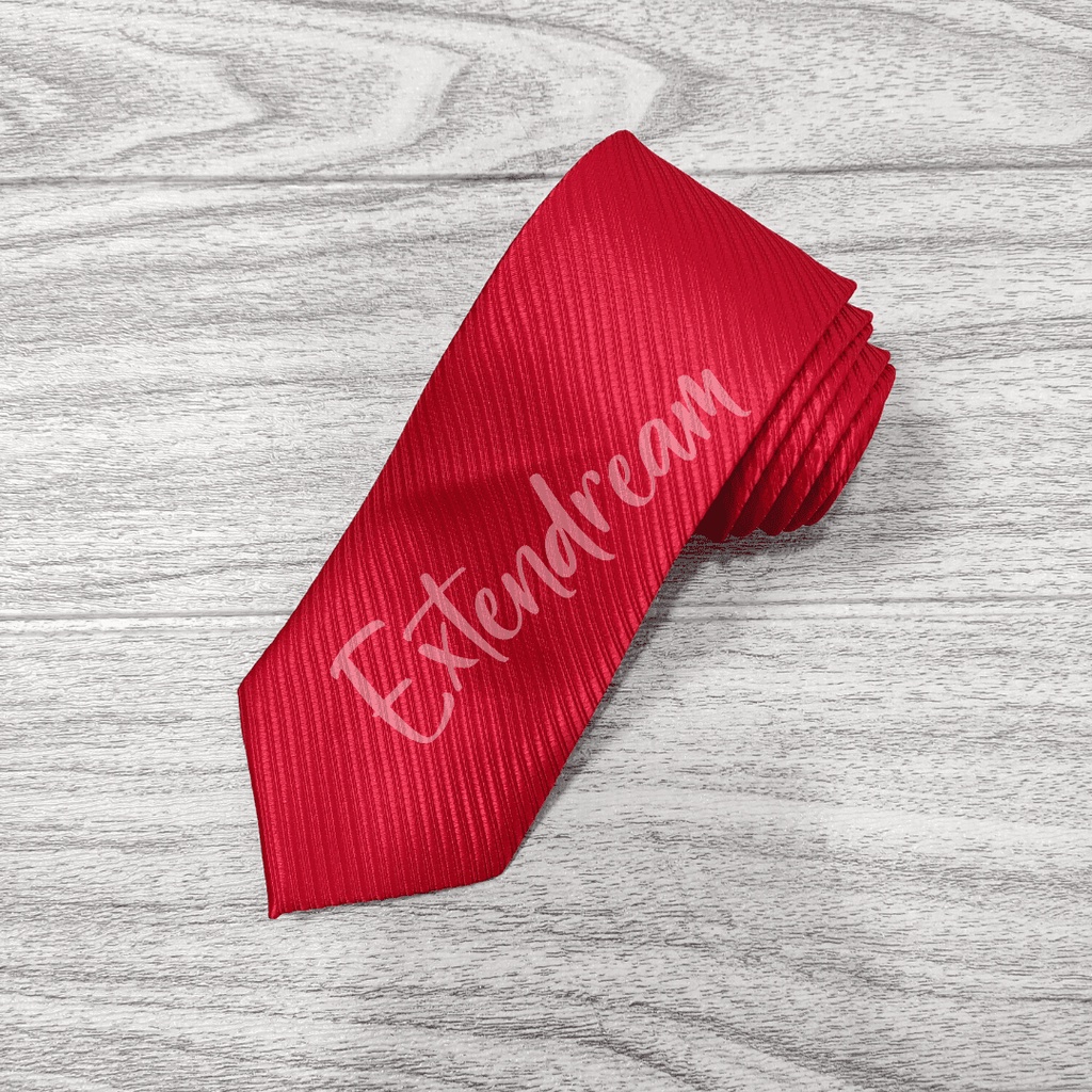 Jual Dasi Pria Panjang Motif Salur Tebal Warna Merah Terang Cabai ...
