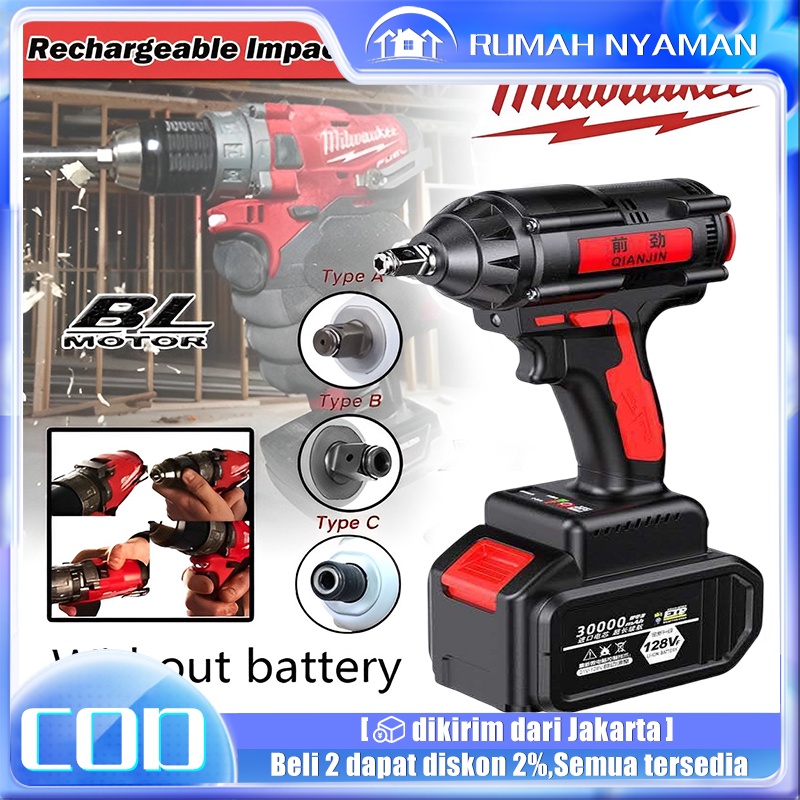 Jual Cordless Impact wrench impact baterai 98V 2 baterai cordless mesin ...