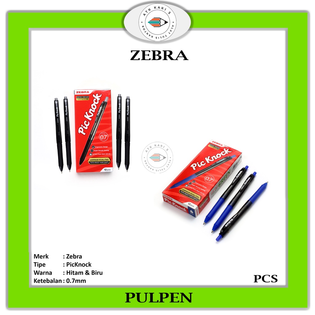 Jual ZEBRA - Pulpen Semi Gel - Pic Knock 0.7mm - Warna Biru & Hitam ...