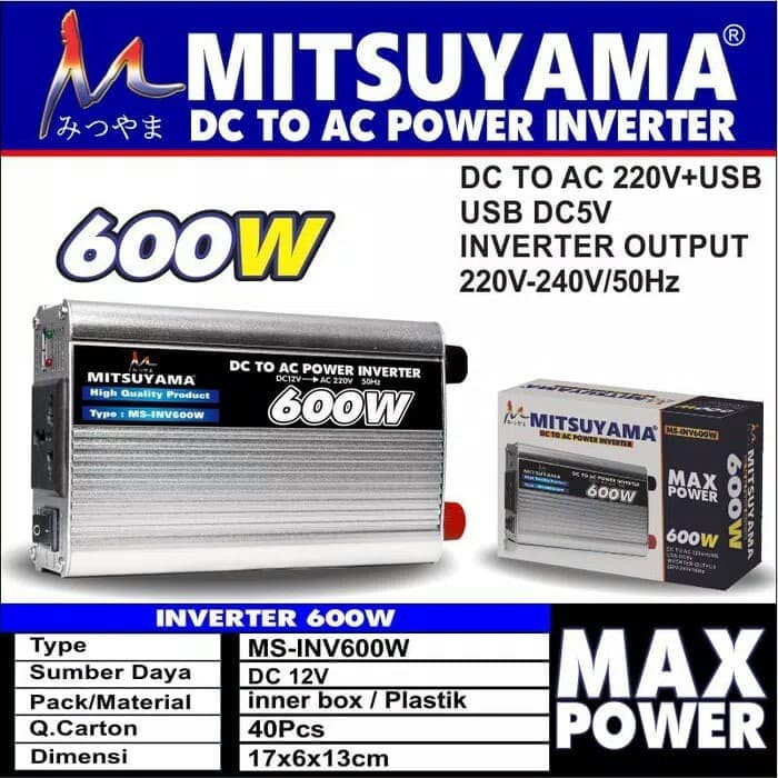 Jual Power Inventer Mitsuyama Power Inverter 12V DC ke AC 600 Watt ...