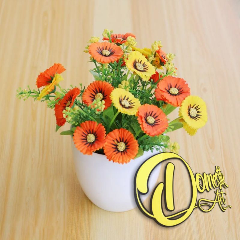 Jual Tanaman plastik Bunga Krisan Cosmos Dekorasi / bunga artificial ...