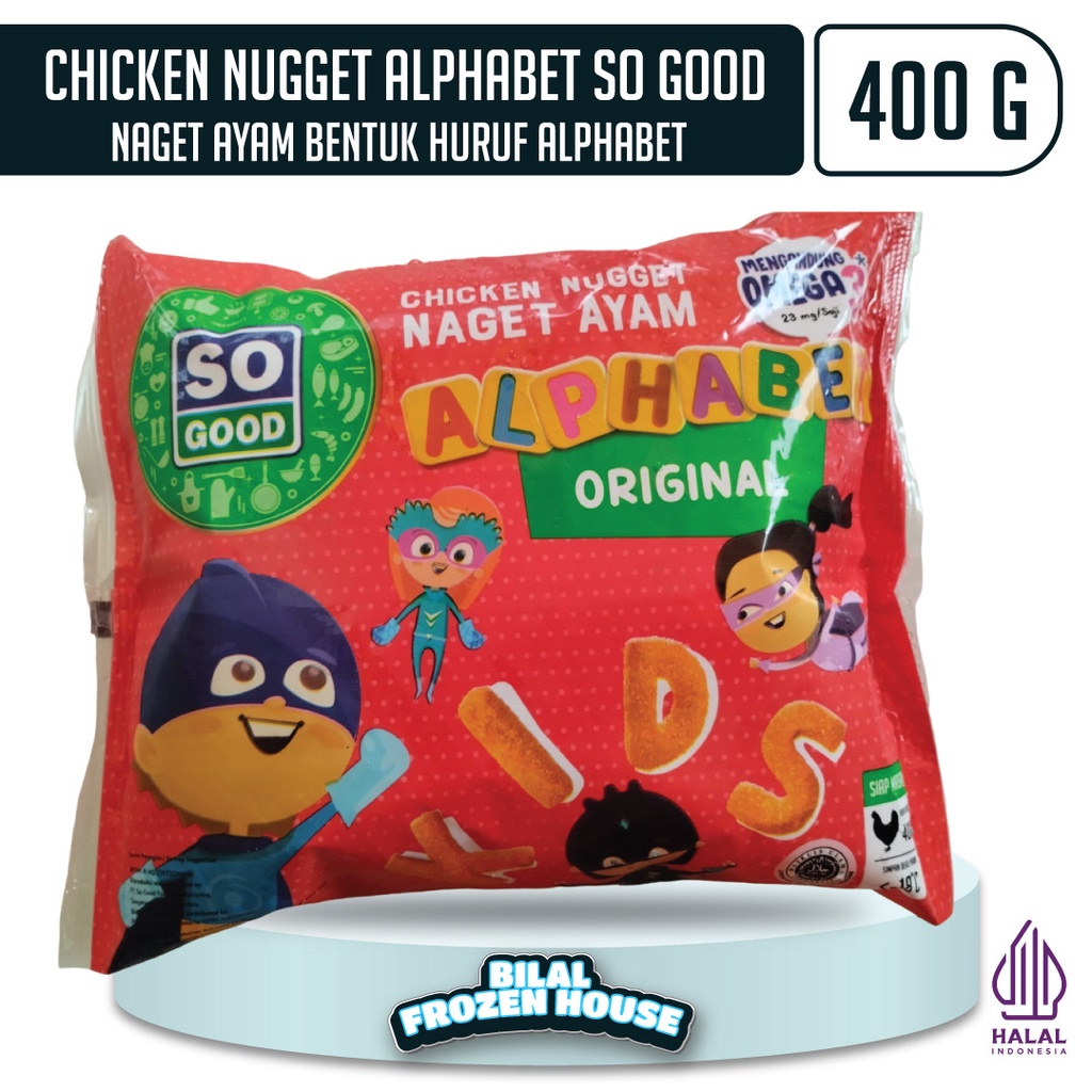Jual So Good Chicken Nugget Alphabet 400gr - Nugget Ayam Bentuk Huruf | Shopee Indonesia