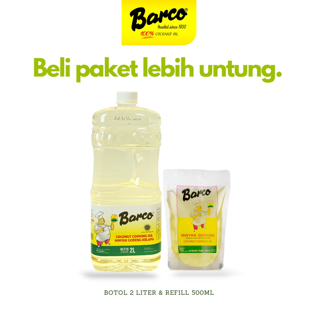 Jual Promo!! Minyak Goreng Kelapa Barco Botol 2 ltr + Pouch 500mll ...