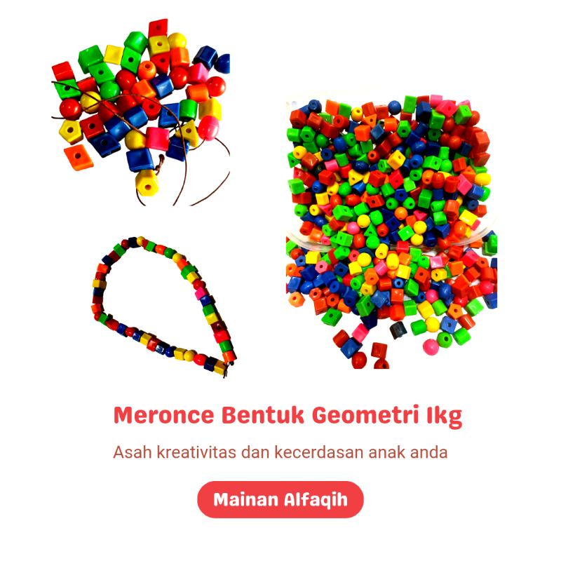 Jual Mainan edukatif meronce Bentuk geometri warna warni untuk melatih ...