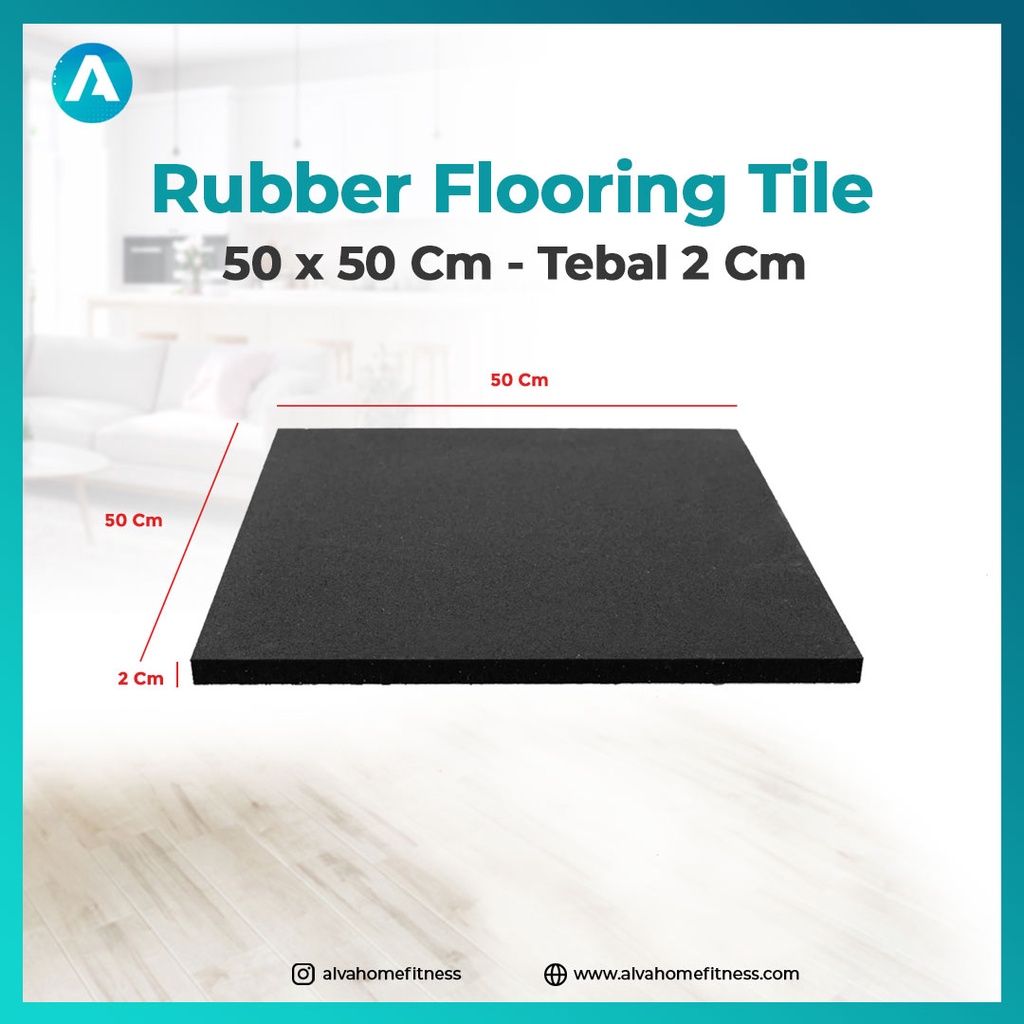 Jual Rubber flooring Tile gym floor 50x50cm - tebal 2cm | Shopee Indonesia