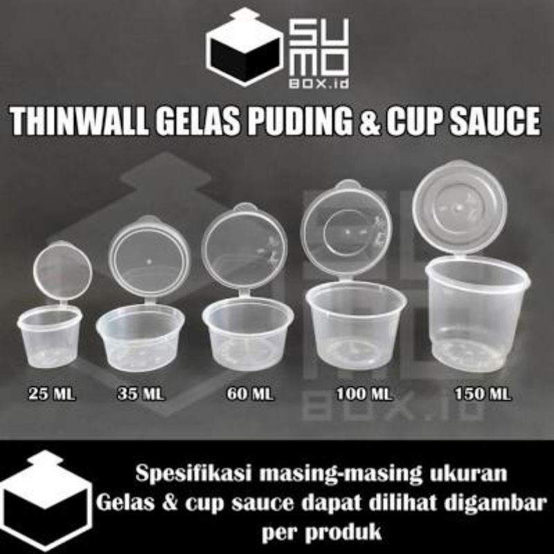 Jual L3 Cup Plastik Sauce + Tutup 25ml 30ml 35ml 75ml 100ml | Kecil ...