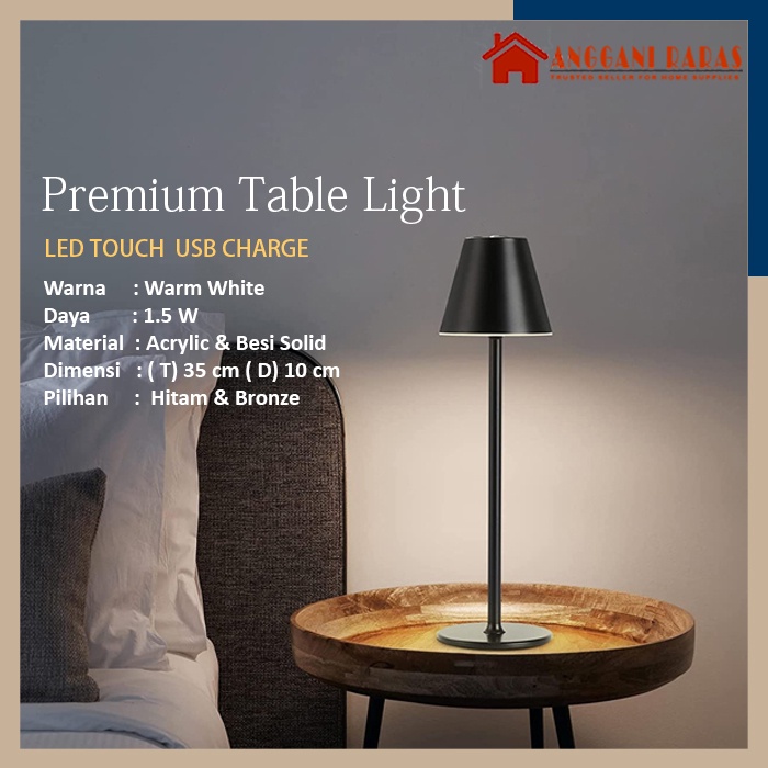 Jual Lampu Meja Bar Cafe Meja Tidur LED Premium Table Lamp Metal Warna ...