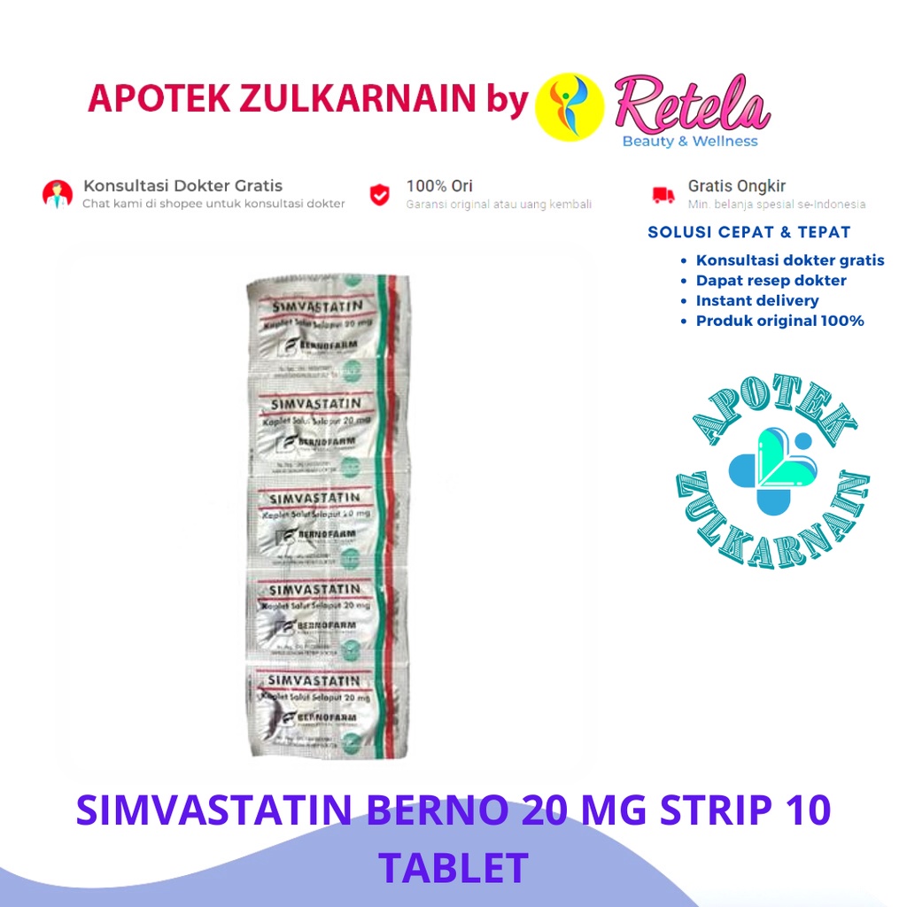 Jual Simvastatin Berno 20Mg 1 Strip 10 Tablet | Shopee Indonesia
