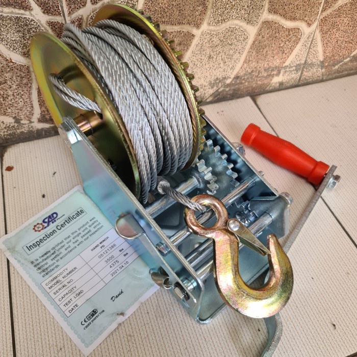 Jual Katrol Hand Winch 3500Lbs Katrol Sling Baja 1500Kg Wire Rope Winch ...