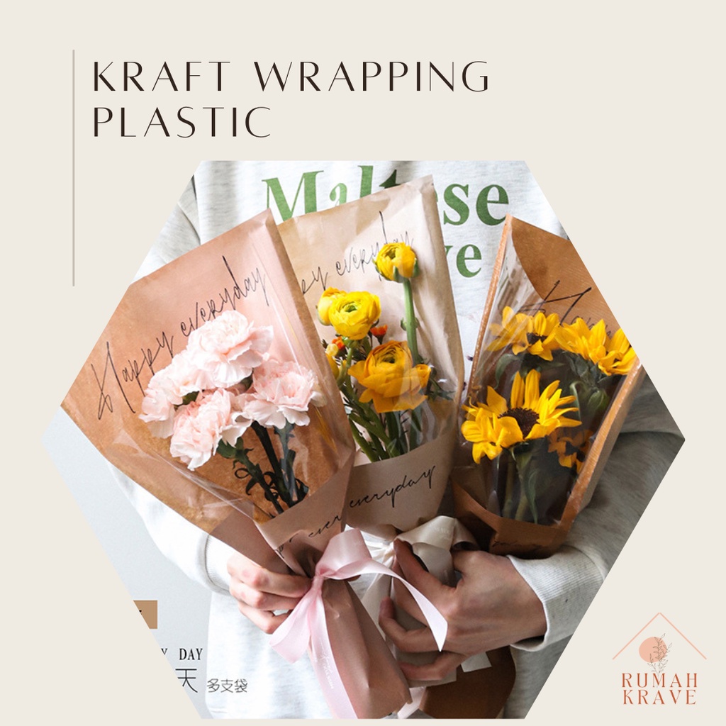 Jual RUMAH KRAVE - Kraft Wrapping Plastic Plastik Bunga Buket Instan ...