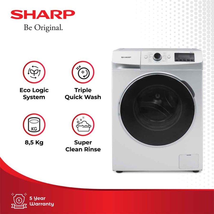 Jual SHARP MESIN CUCI FRONT LOADING WASHER ESFL1083W | Shopee Indonesia
