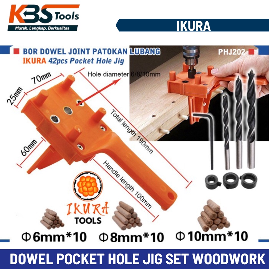 Jual Pocket Hole Jig Set Plus Mata Bor 42 PCS Alat Panduan Mata Bor ...