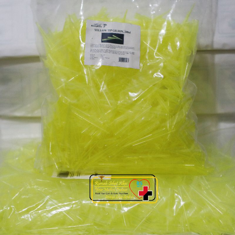 Jual Tip Kuning Mikropipet isi 1000pcs Yellow Tip Micropipette 200ul ...