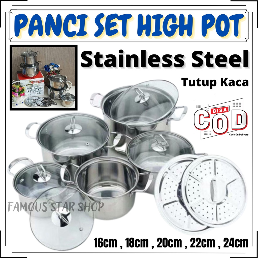 Jual Panci Set High Pot Stainless Steel 12 pcs ~ Panci Stainless ...