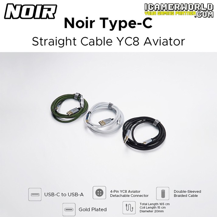 Jual Noir YC8 Straight Aviator Cable Type-C For Mechanical Gaming ...