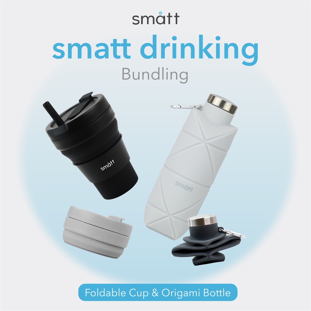 Jual Smatt Drinking Bundling - Origami Bottle + Foldable Cup | Shopee ...