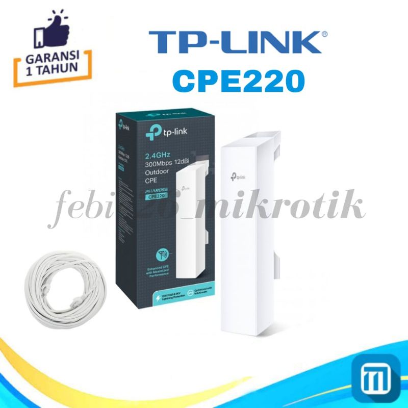 Jual Tp link cpe 220 + kabel 20 m full setting hotspot voucher | Shopee ...