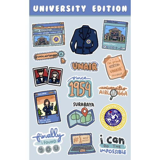 Jual [15 PCS] STIKER UNAIR (UNVERSITAS AIRLANGGA) LUCU MURAH GLOSSY ...