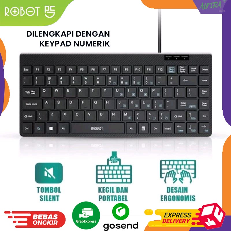 Jual Keyboard Portable Mini ROBOT RK10 Wired Ultra-Thin Tombol Silent ...