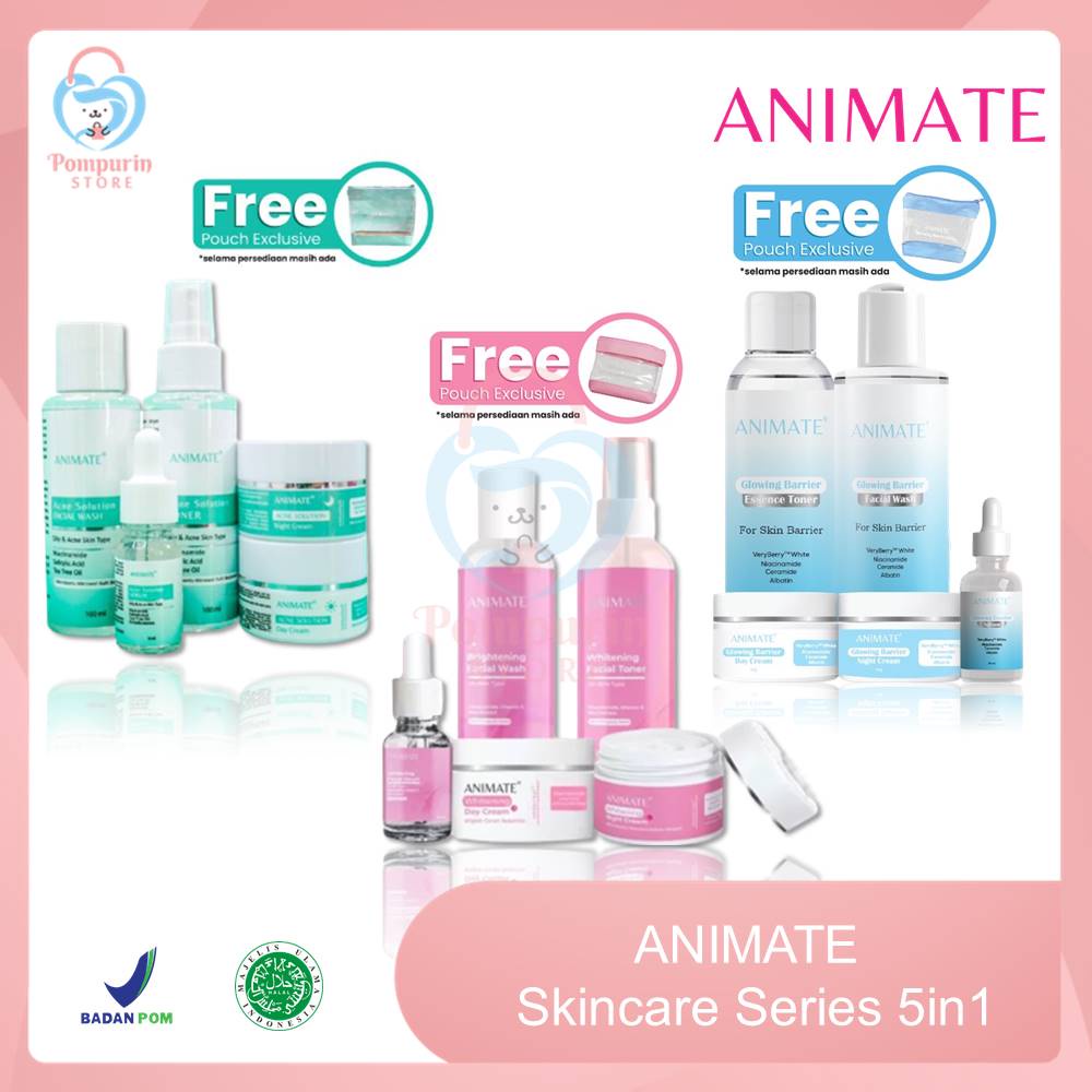 Jual PAKET ANIMATE Whitening Series 5in1 / Glowing Barrier Series 5in1 ...