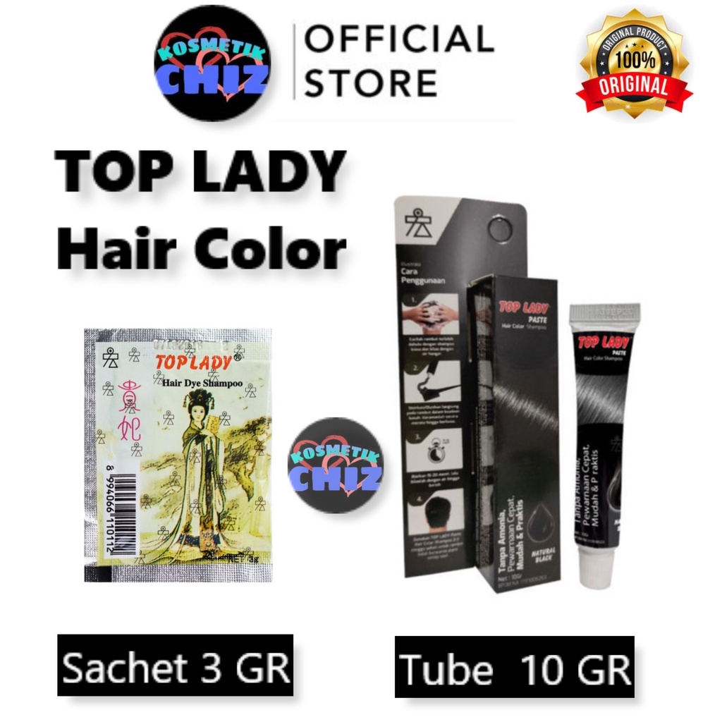 Jual Semir Rambut Top Lady Sachet 3 GR / Tube 10 GR - Cat Rambut Hair ...