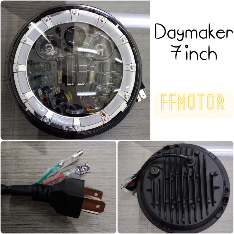 Jual lampu daymaker 7 inch 18 led angel eyes senja kuning merah/putih ...