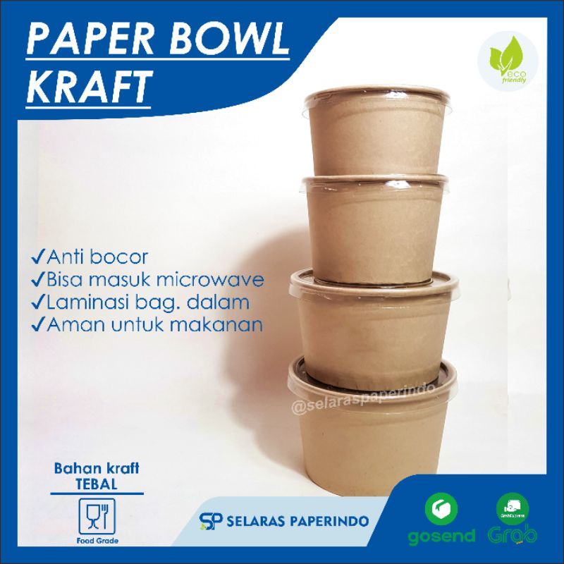 Jual ISI 100pcs | Paper bowl coklat - paperbowl salad - paper bowl mie ...