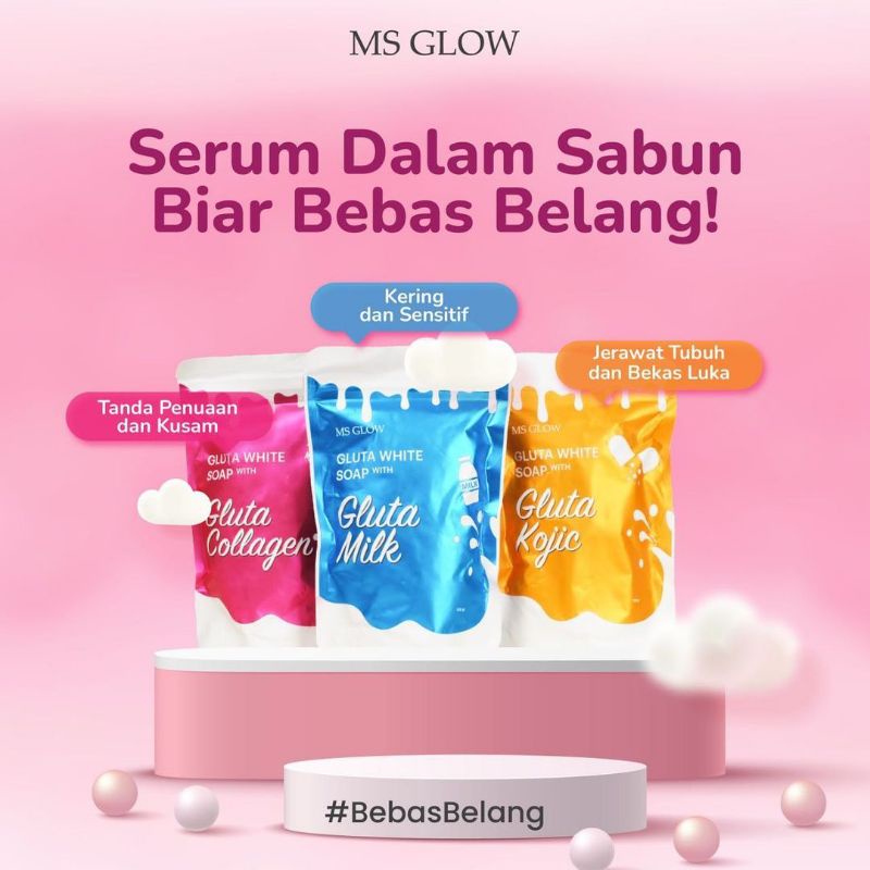 Jual GLUTA WHITE SOAP MS GLOW | GLUTA MILK | GLUUTA KOJIC | GLUTA ...