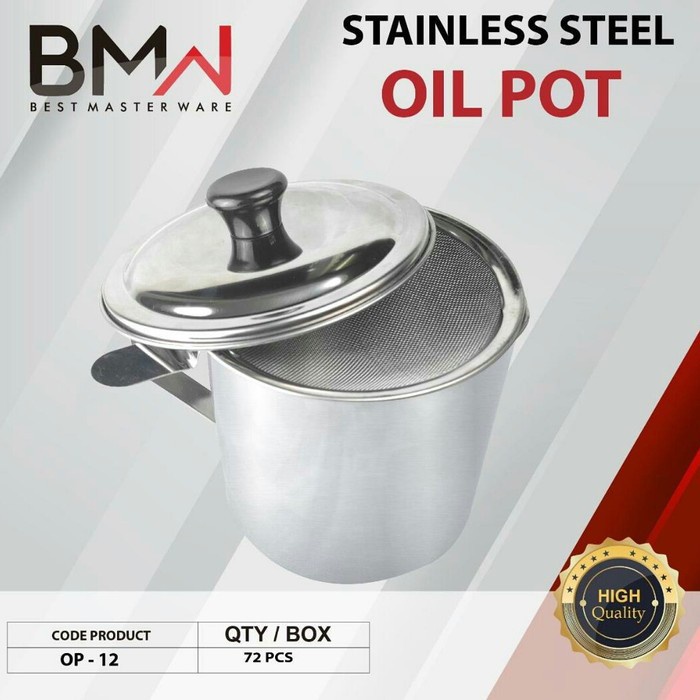 Jual Oil Pot Stainless 1200 Ml Saringan Minyak Tempat Minyak 12CM ...