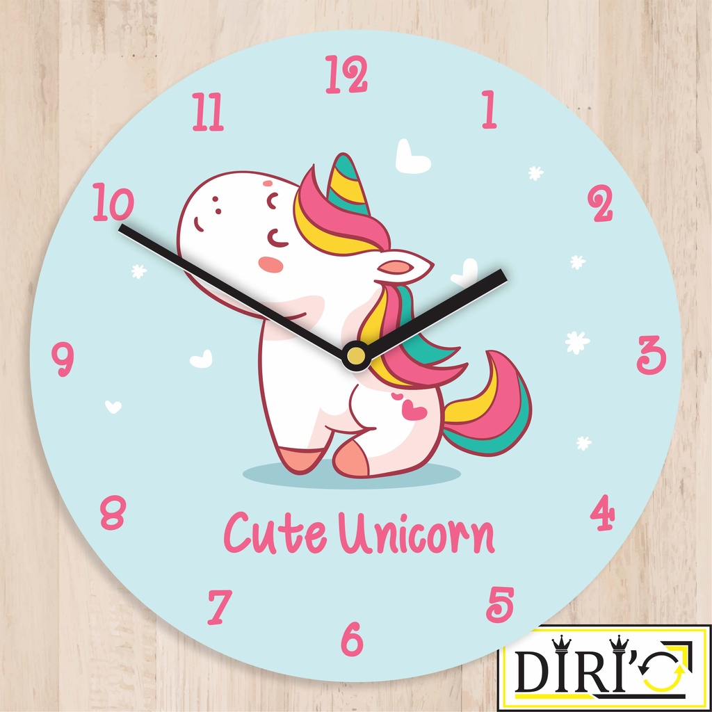 Jual Jam Dinding Unik Cute Unicorn Pajangan Dinding Kayu Hiasan Kuda ...